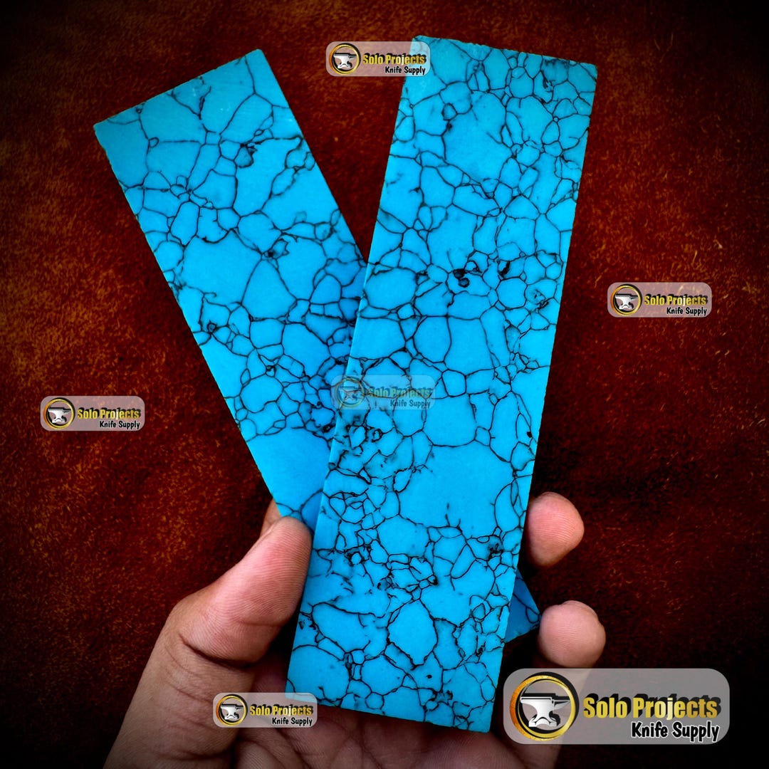 BLUE TURQUOISE TRUSTONE Recon Stone Synthetic Scales for Knife Handles ...