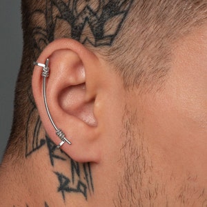 Sterling Silver Ear Cuff for Men Earring Men Ear Cuff Earring Lgbt Gifts for Men Punk Men Men ...