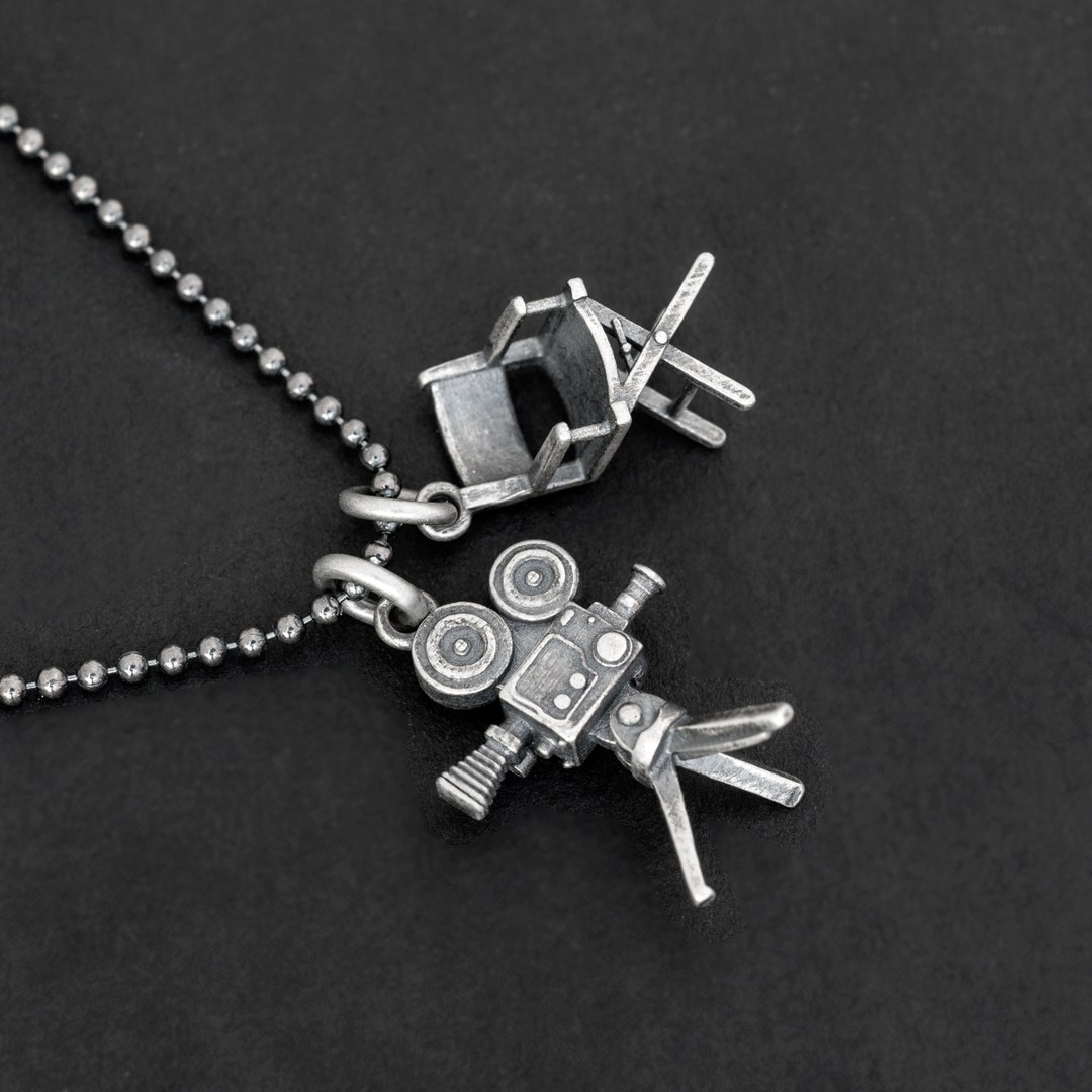 Oxidized Sterling Silver Movie Camera Pendant Necklace: Filmmaker Gift ...