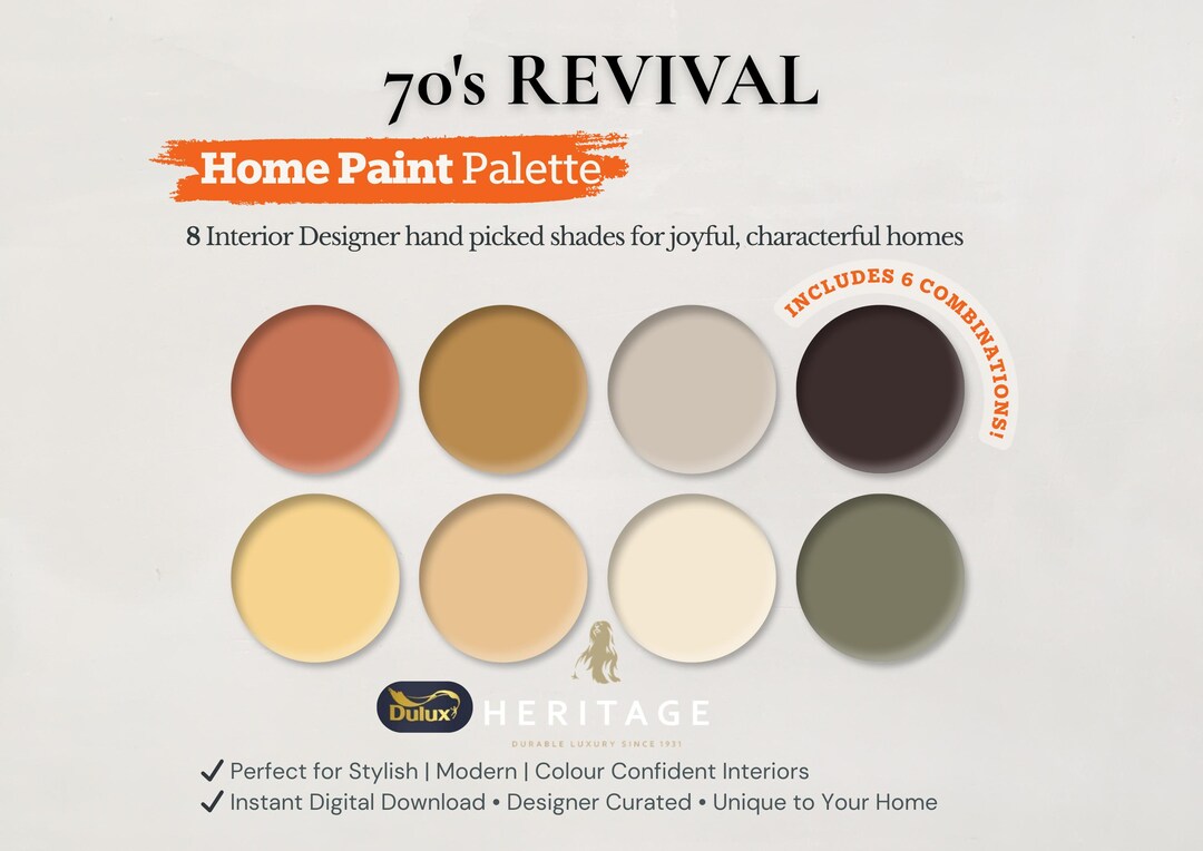 70s Revival Home Paint Palette: UK Dulux Heritage Colour Guide (digital ...