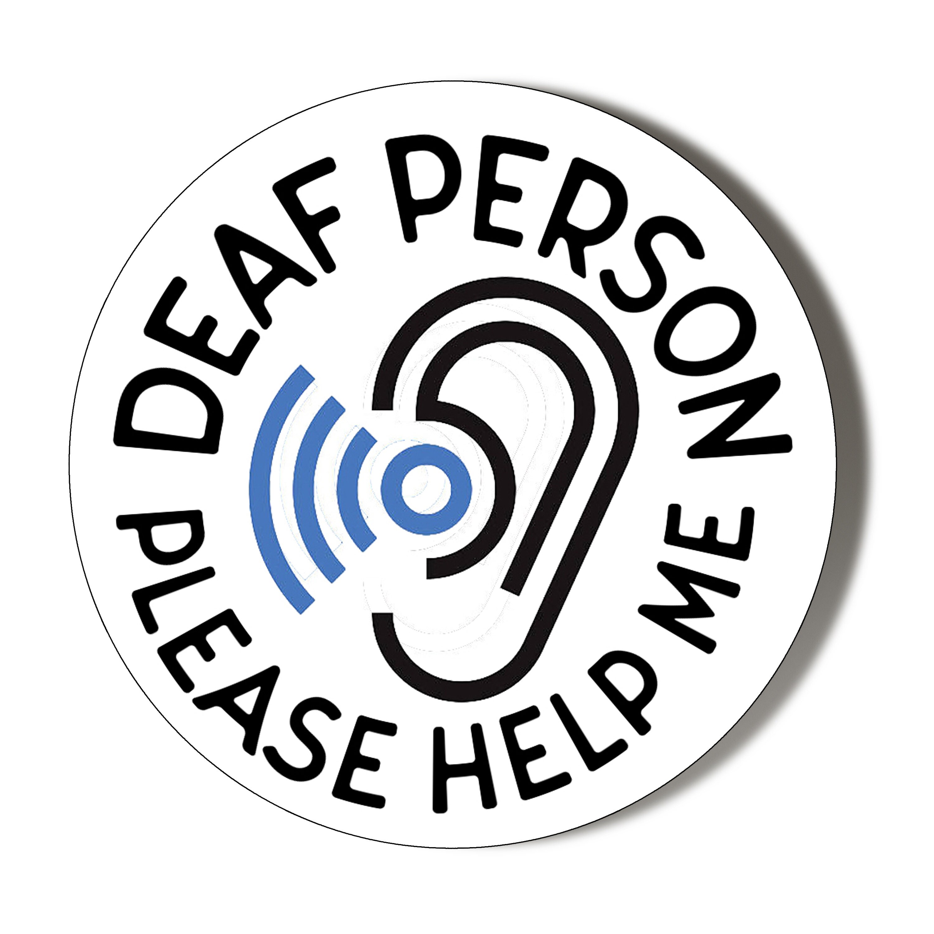 DEAF PERSON Please Help White Button Badge (4 Various Sizes Available ...