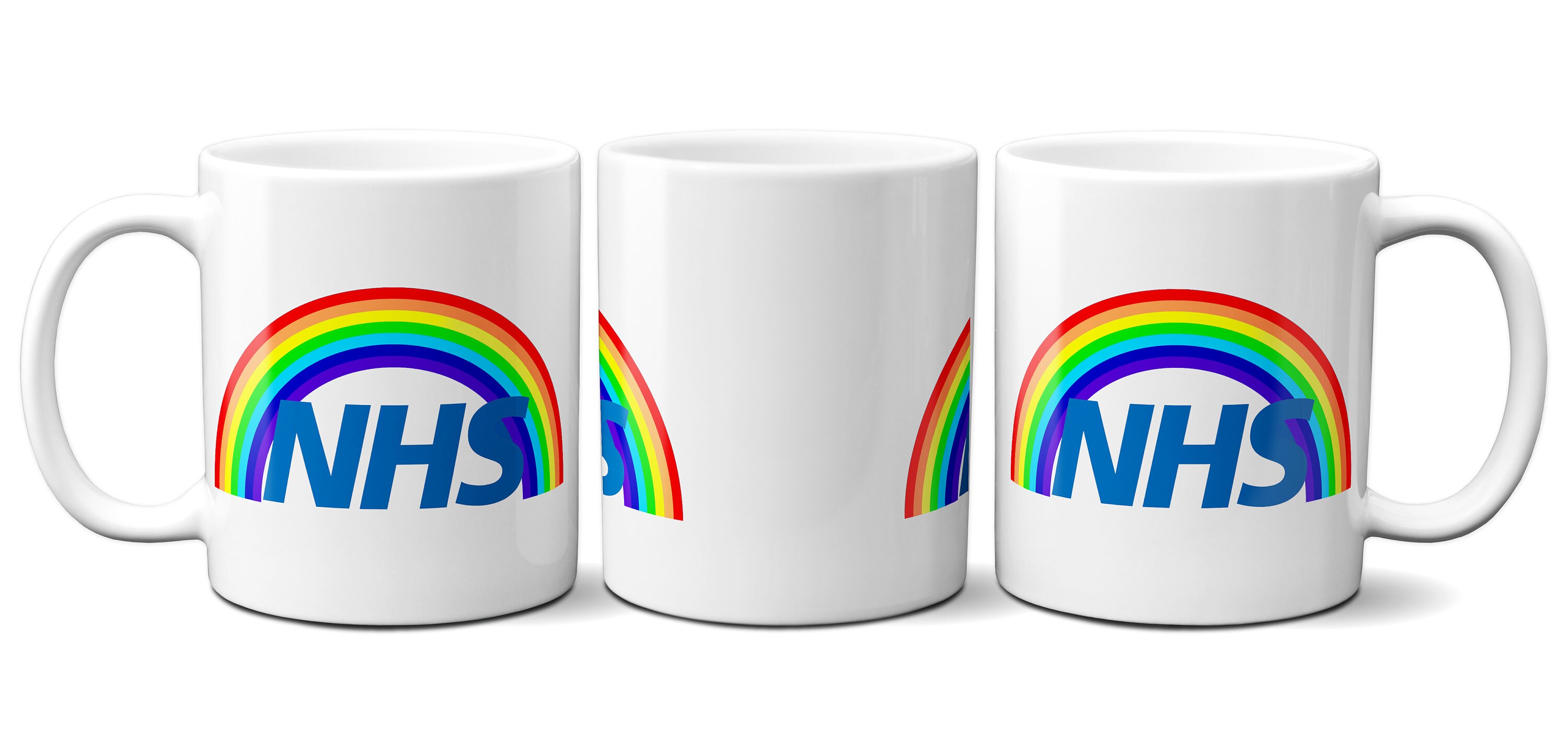 NHS Rainbow White Novelty 2 Various Sizes Available Heavy Ceramic Mug ...