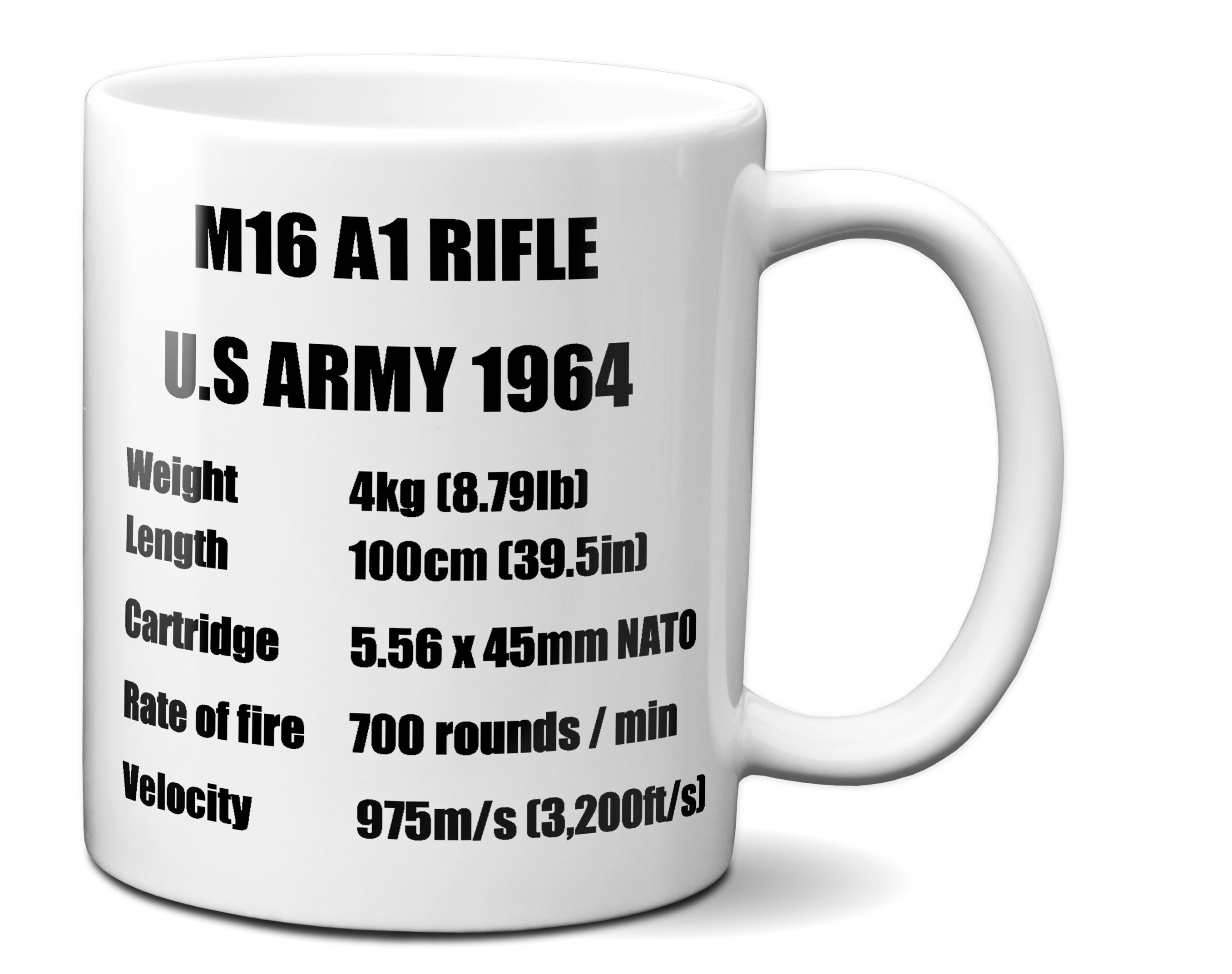 M16 A1 Machine Gun US Army Specification Heavy Ceramic Mug 2 Various ...