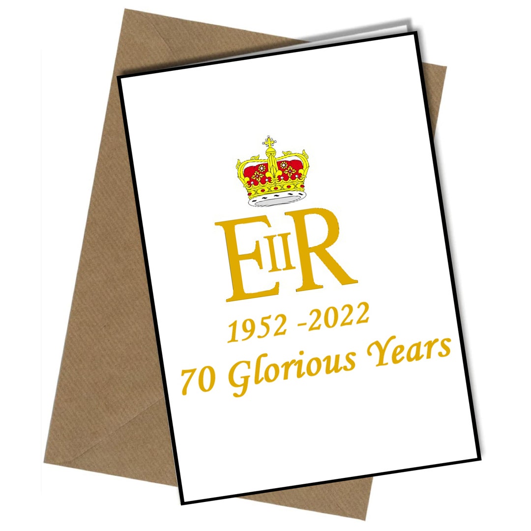 Queen Elizabeth ER Crest 70 Glorious Years Birthday Card A5 or A4 With ...