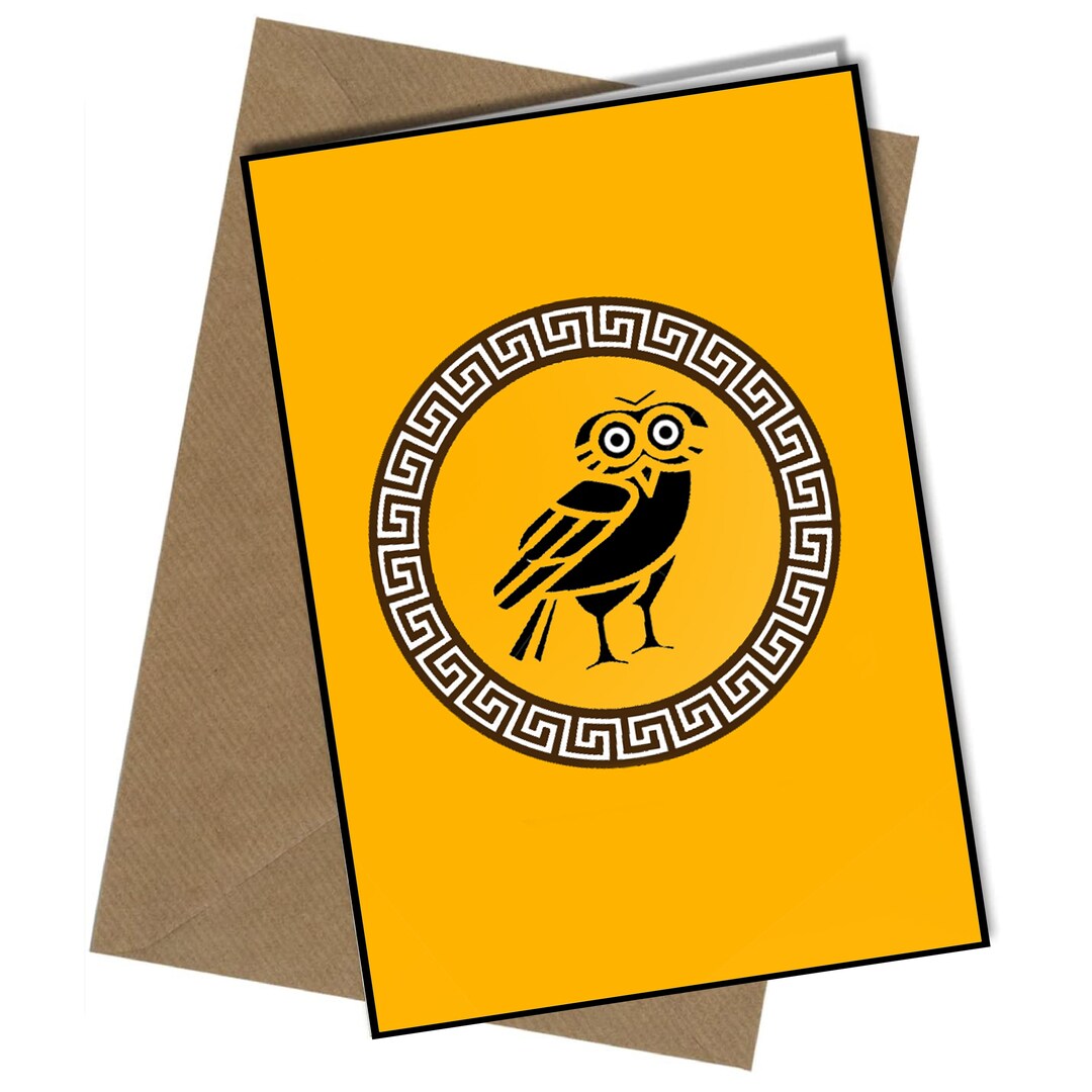 Ancient Greek Owl Birthday Card A5 With Badge or Keyring 6 Various ...