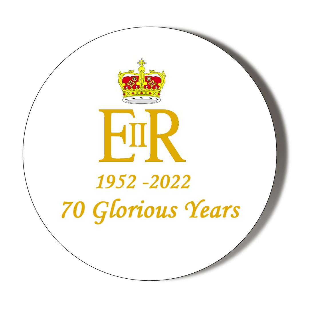 Queen Elizabeth Crest 70 Glorious Years Button Badge 4 Various Sizes ...