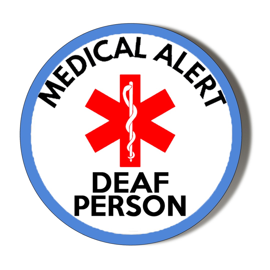 MEDICAL ALERT Deaf Person Blue Button Badge (4 Various Sizes Available ...