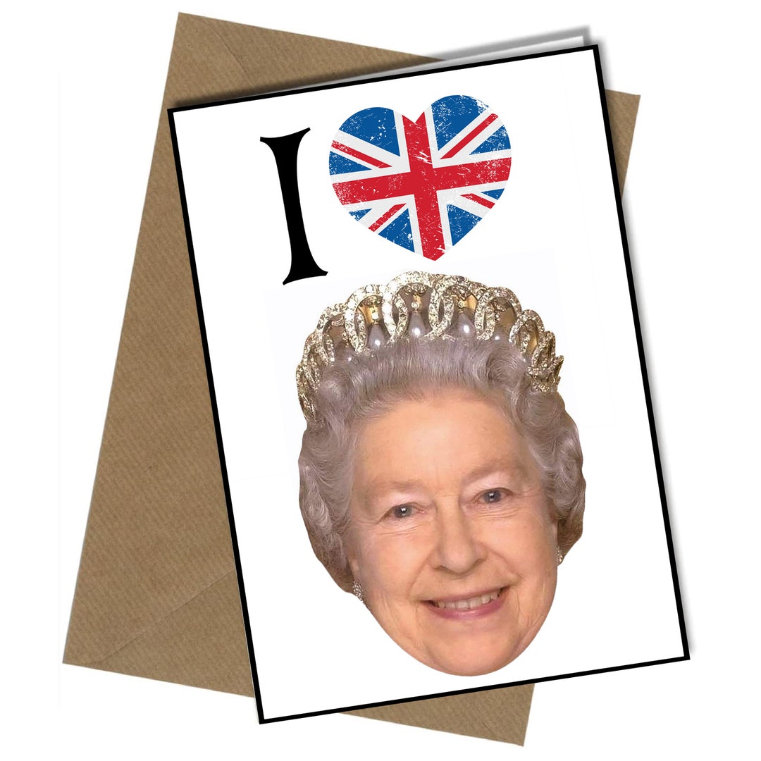 I Love Queen Elizabeth Birthday Card A5 or A4 With Badge or Keyring (6 ...