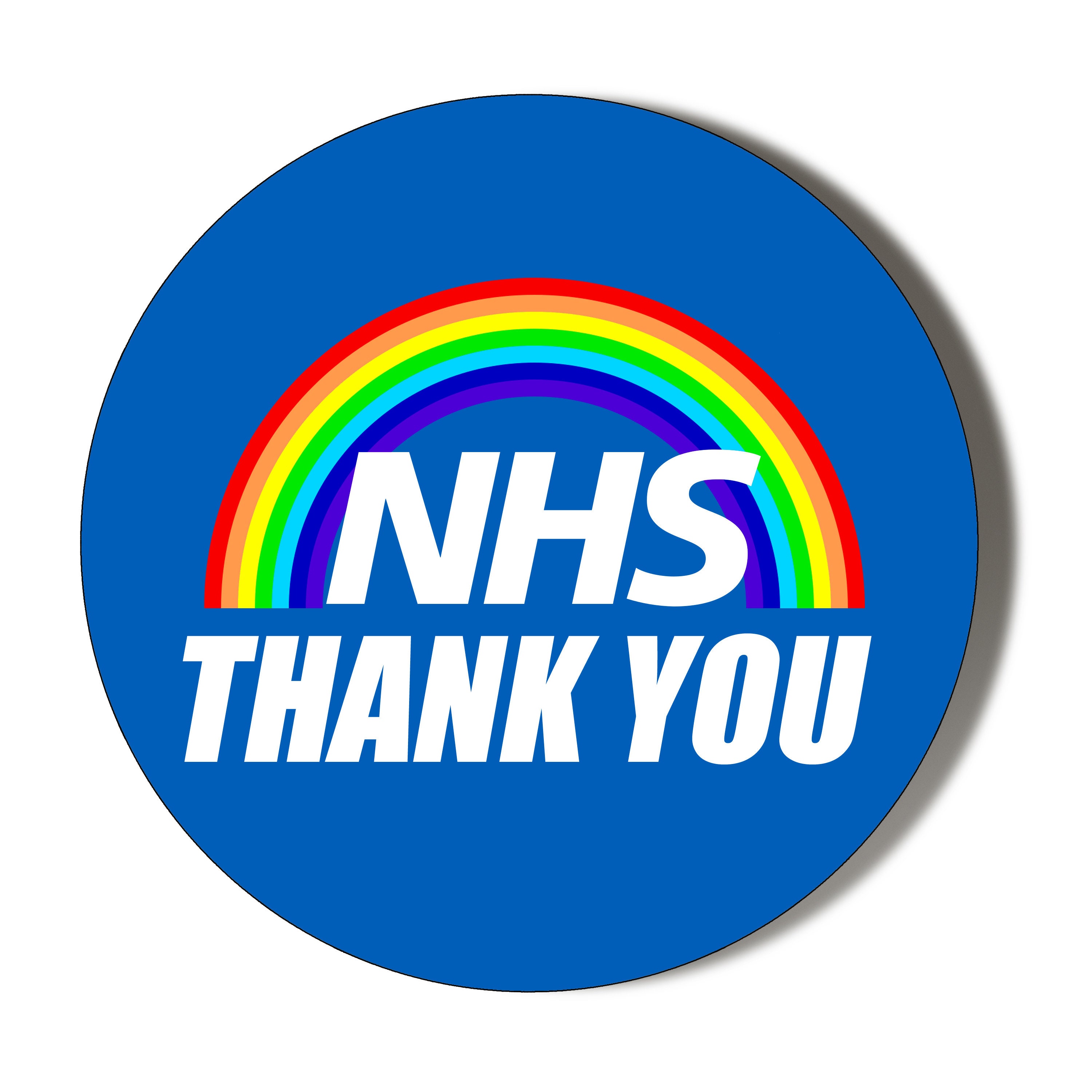 Insignia NHS GRACIAS Arco Iris Botón Azul 4 Tamaños Varios Disponibles ...