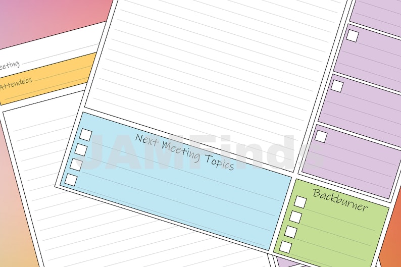 Meeting Notes Template Printable, Business Note Taking, Meeting Minutes ...