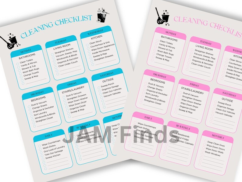 Cleaning Schedule Checklist Daily Weekly Monthly Digital Printable - Etsy