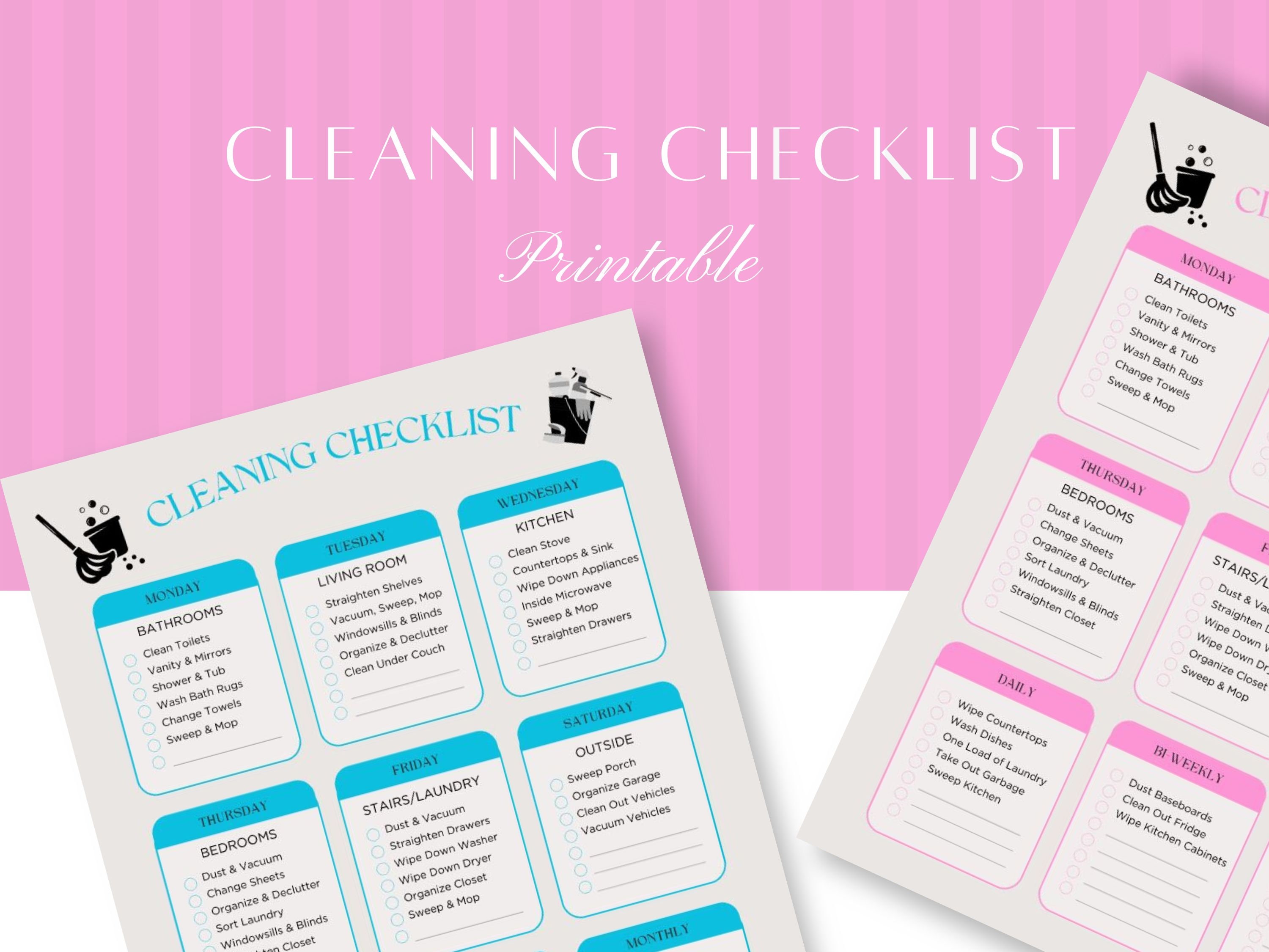 Cleaning Schedule Checklist Daily Weekly Monthly Digital Printable - Etsy