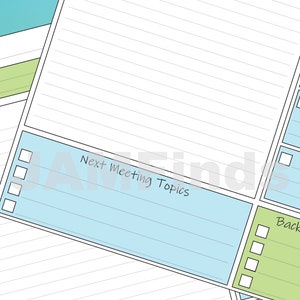 Meeting Notes Template Printable, Blue, Green, Business Note Taking ...