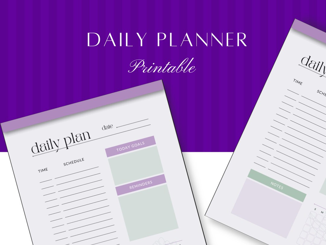 Daily Plan Digital Printable, Instant Download, Letter, 8 1/2 X 11 - Etsy