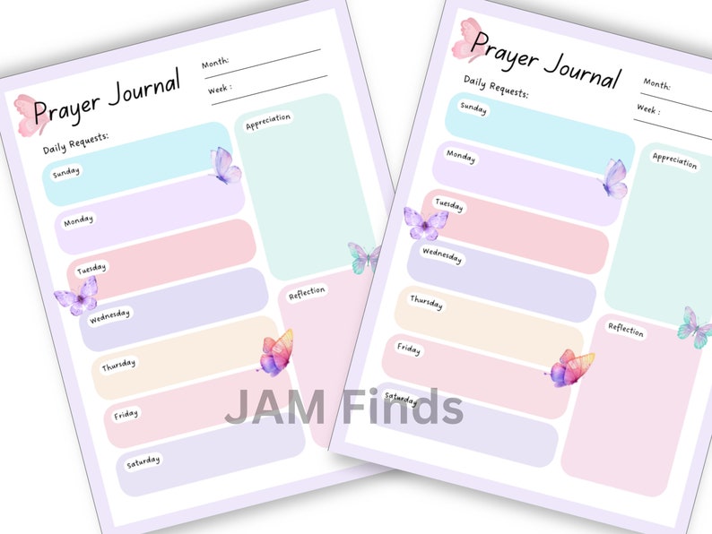 Daily Prayer Journal Digital Printable, Instant Download, Letter, 8 1/2 ...