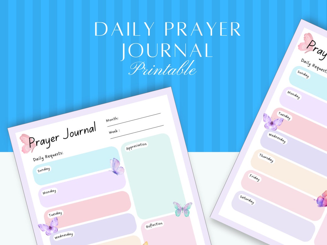 Daily Prayer Journal Digital Printable, Instant Download, Letter, 8 1/2 ...