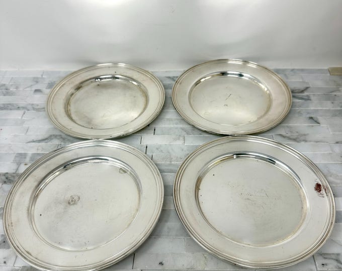Silver on Copper Bread Butter Plates 6" Set 8, Vintage Hollowware ...