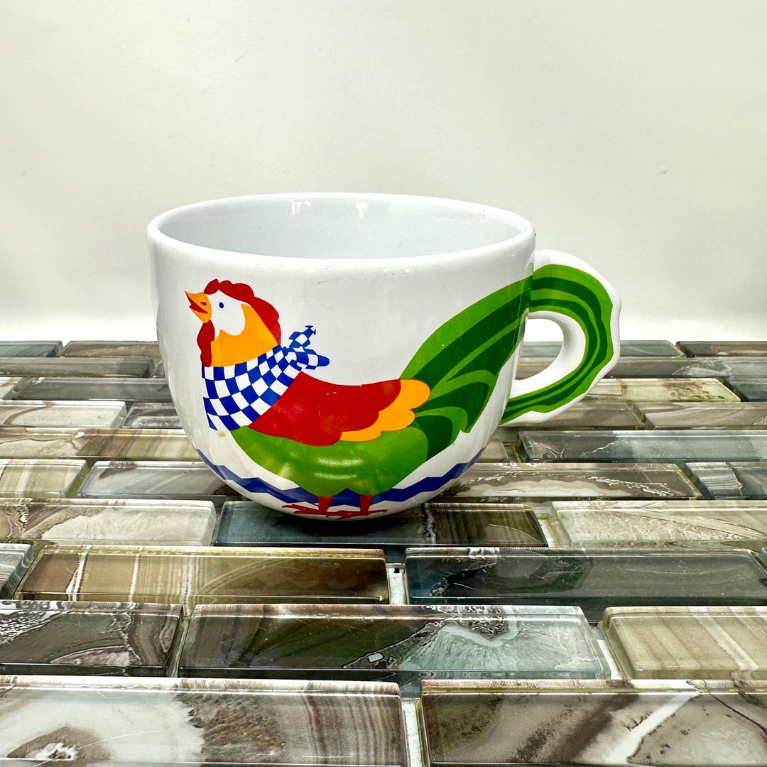 FTD Chicken Soup Ceramic Soup Mug, Vintage Red Green Chicken Mug ...