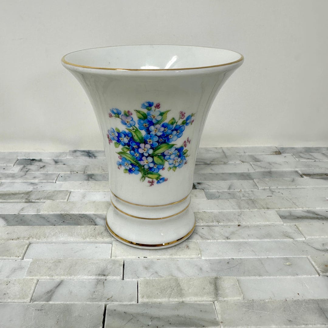 Schumann Forget Me Not Vase 4", Vintage Arzberg Germany Porcelain Blue ...