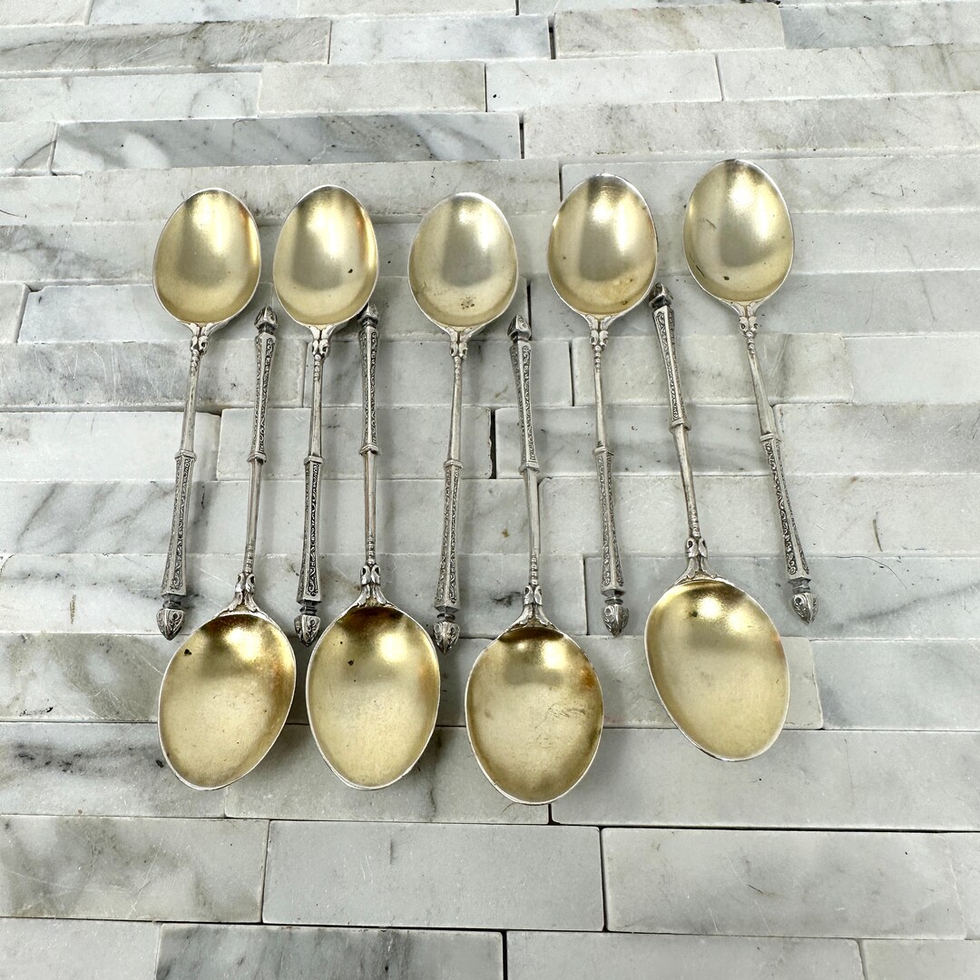 Vintage 800 Silver Demitasse Spoons Set of 9, Silver Metal Small Dainty ...