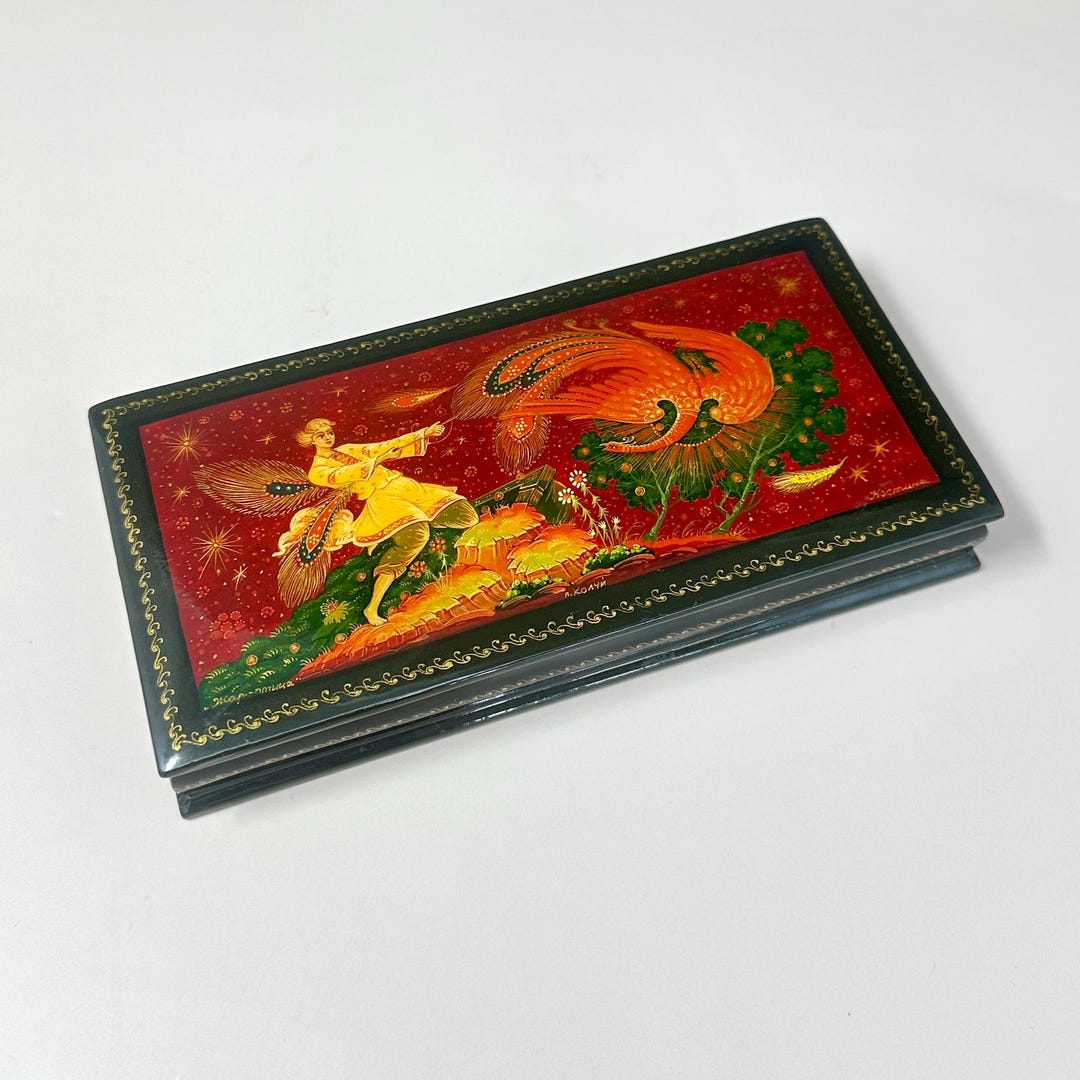 Traditional Kholuy Russian Lacquer Box, Vintage Fairytale Folklore ...