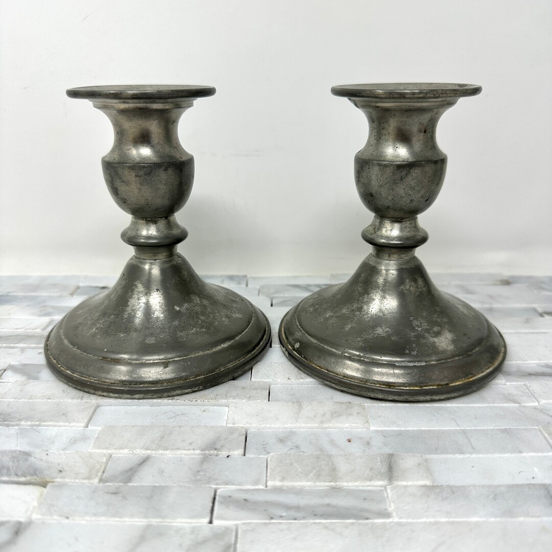 Web Pewter Candlestick Holders Vintage 1970s Web Silver Co - Etsy