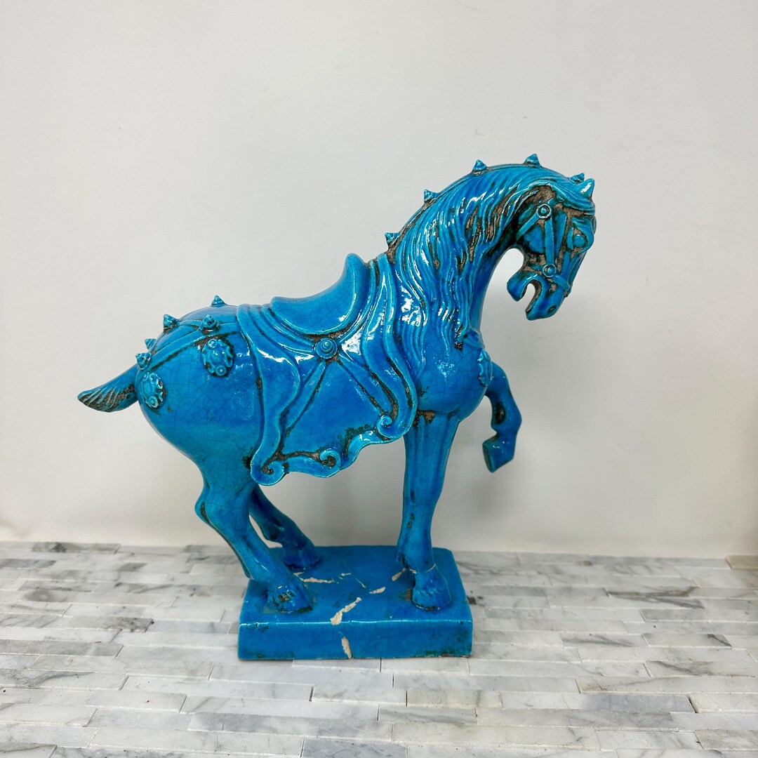 Rimini Blue Tang Horse Statue, Vintage Italian Ugo Zaccagnini for ...
