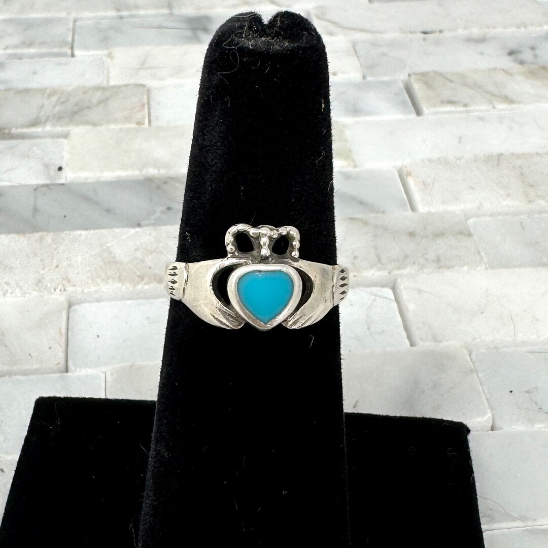 Sterling Claddagh Ring, Size 5 1/4 Vintage Silver Hands Crown Heart ...