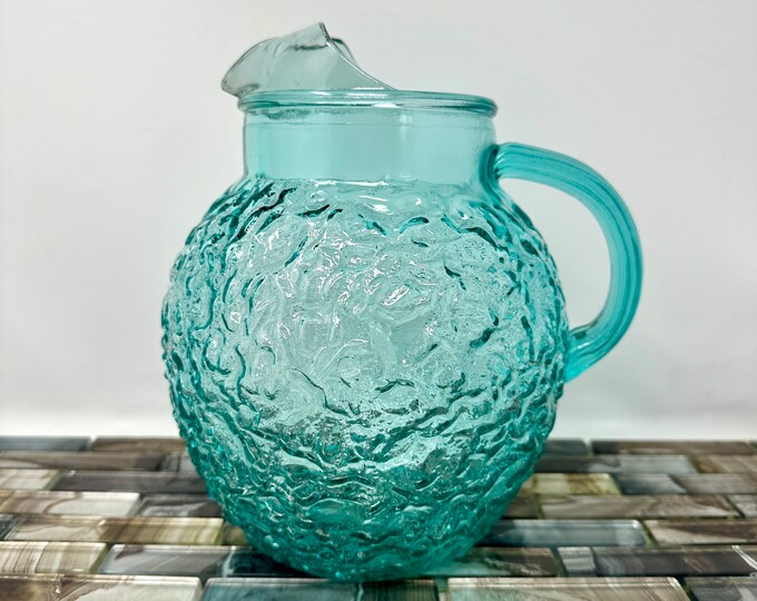 Anchor Hocking Lido Milano Aqua Pitcher, Vintage Turquoise 96 Oz Round ...