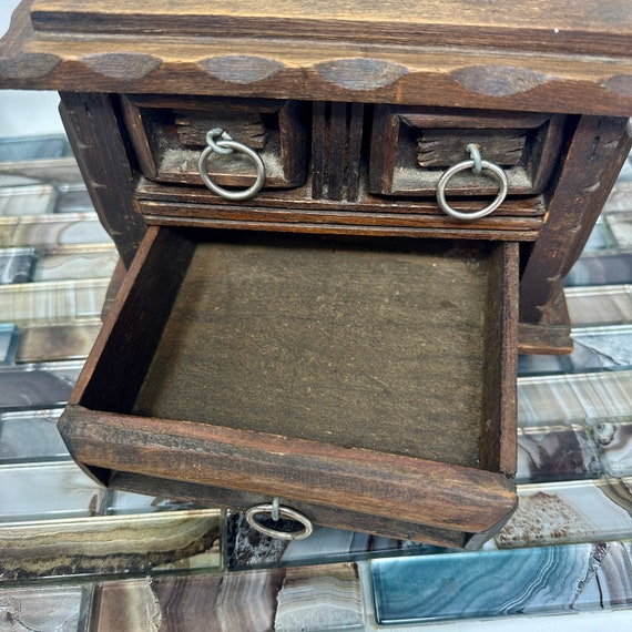 Rustic 3 Drawer Wood Treasure Chest Jewelry Box, Rust… - Gem