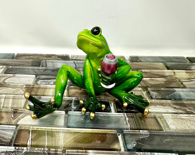 Ganz Happy Hour Frog Figurine, Frog With Wine, Vintage Frog Decor ...