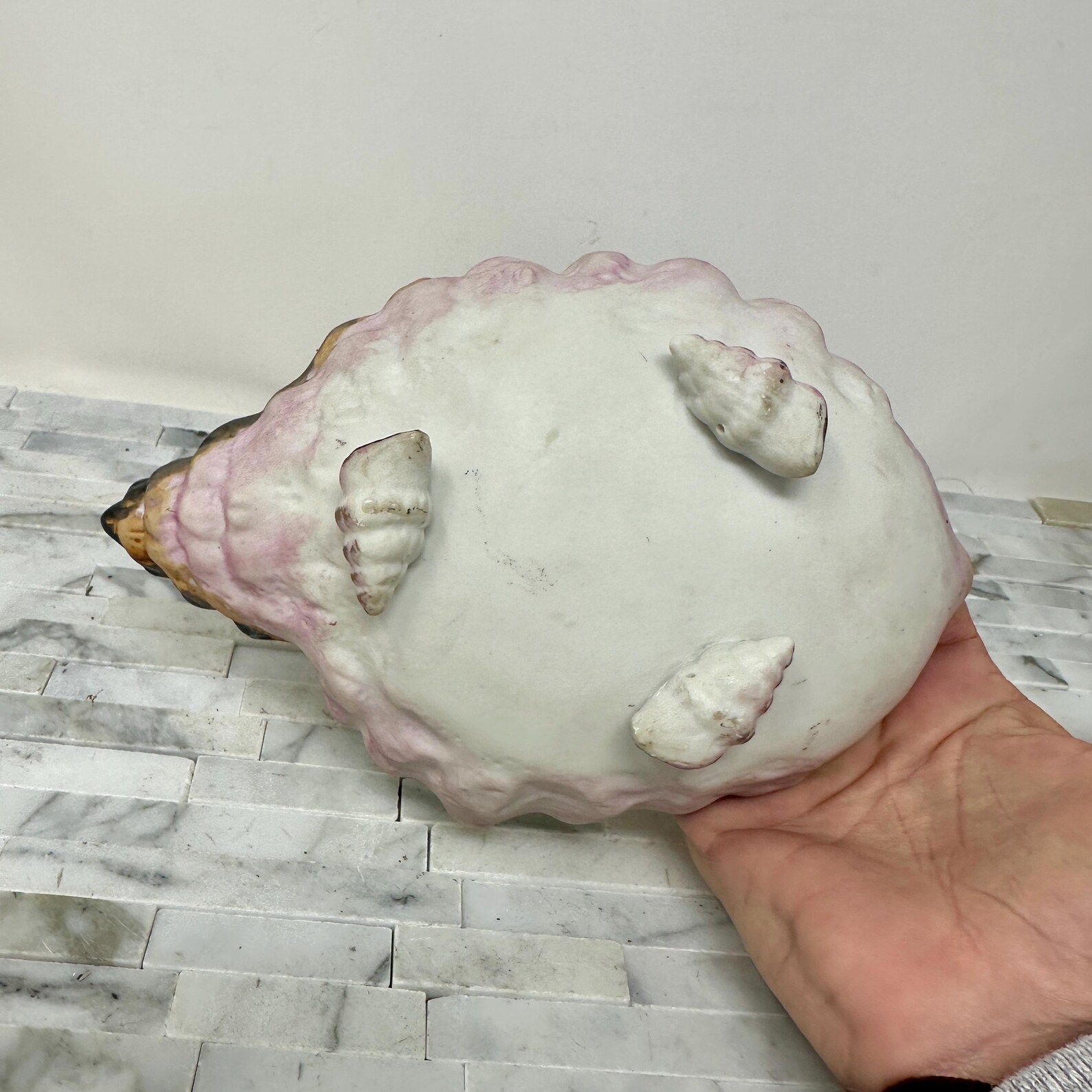 Porcelain Conch Shell Candy Dish Hand Painted, Vintage Gold Pink Green ...