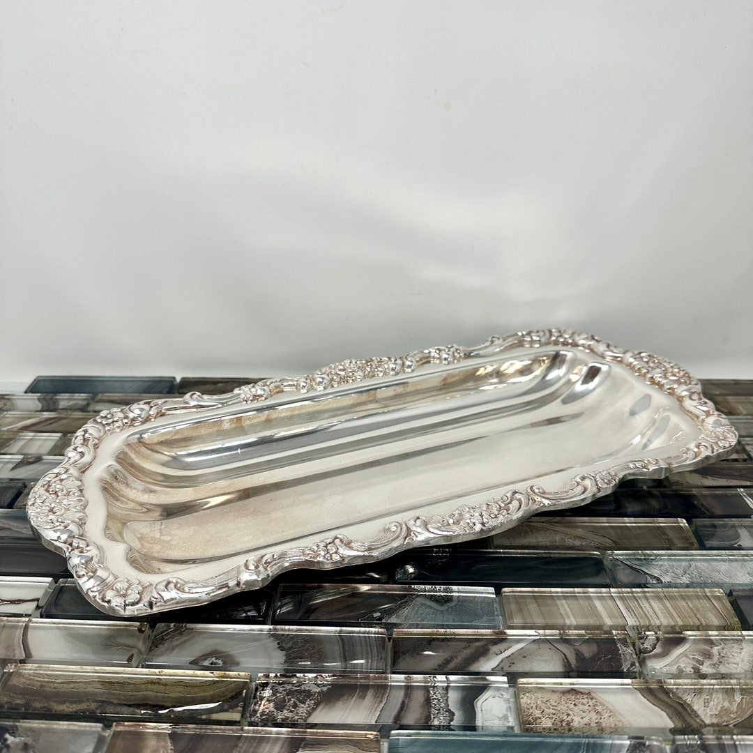 Poole Silver Co 440 Lancaster Rose Bread Tray 14", Vintage Silver Plate ...