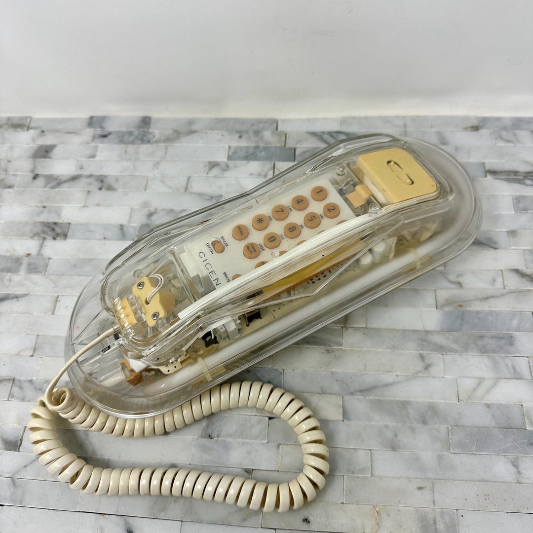 Cicena Rhonda Clear Neon Landline Telephone, Vintage Push Button Dial ...