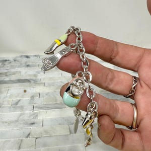 Rossi Moda Silver Tone Enamel Shoe Charm Bracelet 8 Charms 7 1/4 ...