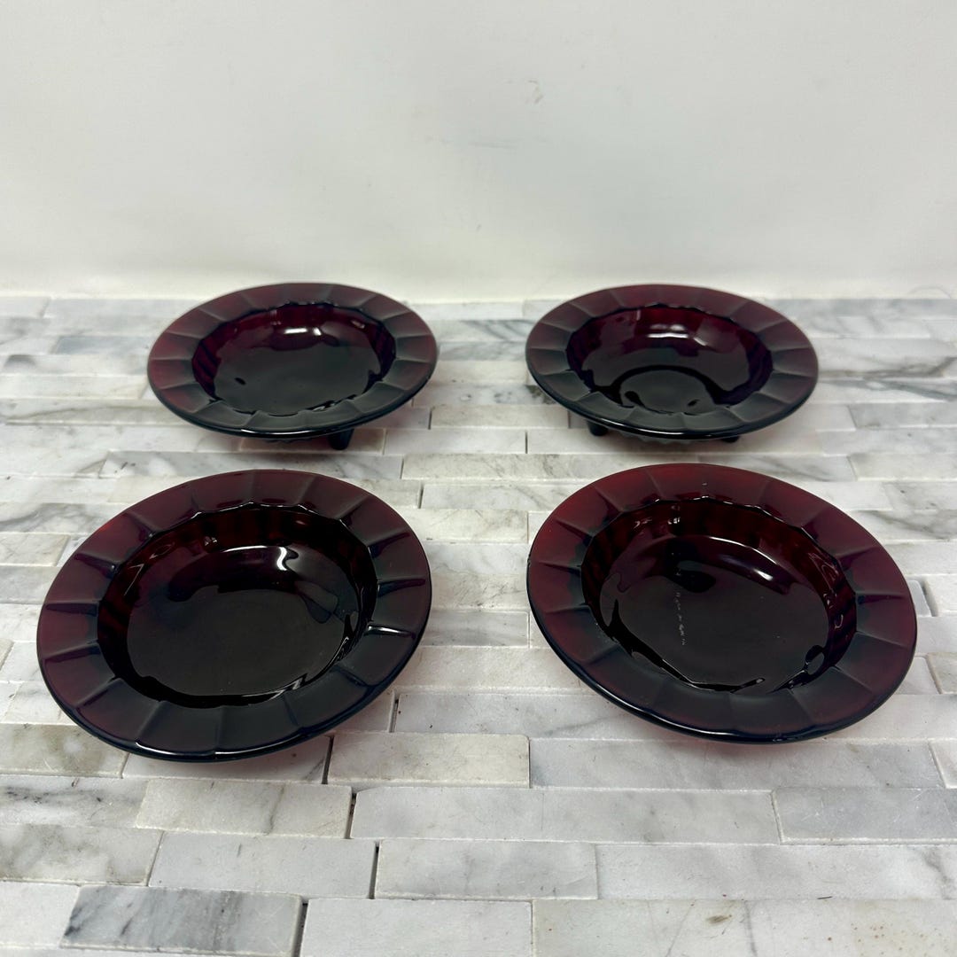Anchor Hocking Royal Ruby Red Individual Footed Ashtrays Sauce Bowls ...
