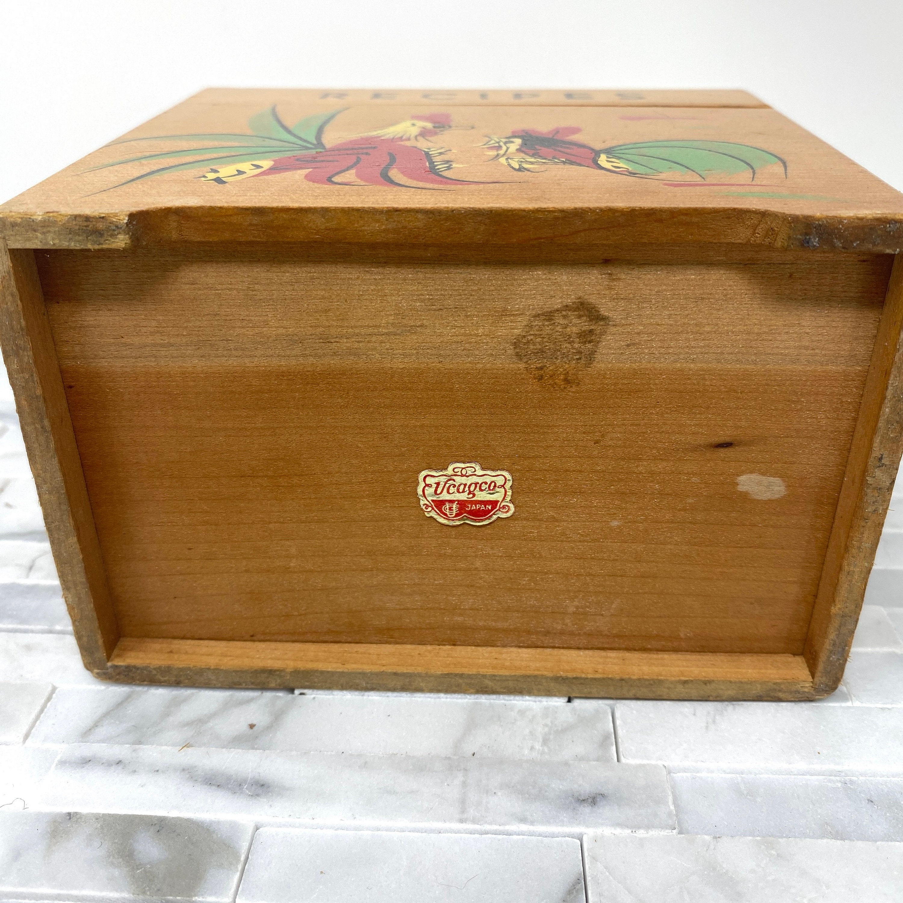 Ucagco Rooster Recipe Box Vintage 1950s 1960s Wood Kitchen - Etsy