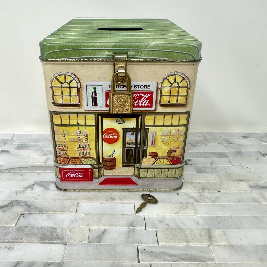 Coca Cola Grocery Store Metal Coin Bank With Lock and Key, Vintage Coke ...