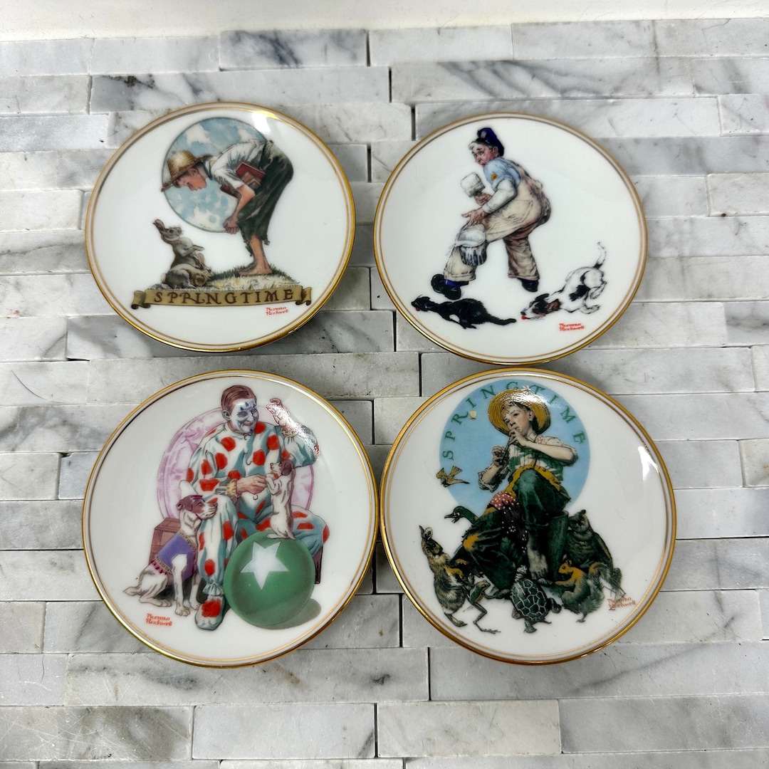 Norman Rockwell Miniature Plates 4, Vintage 1980s Royal Cornwall ...