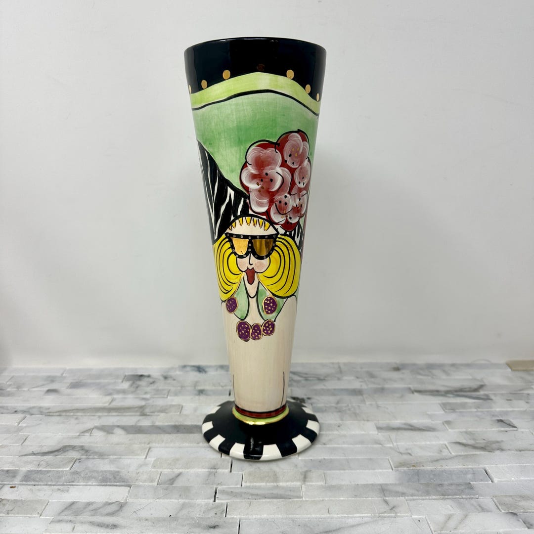 Swak Lynda Cornielle Aunt Gertie Flower Vase 10", Vintage Ceramic Cute ...