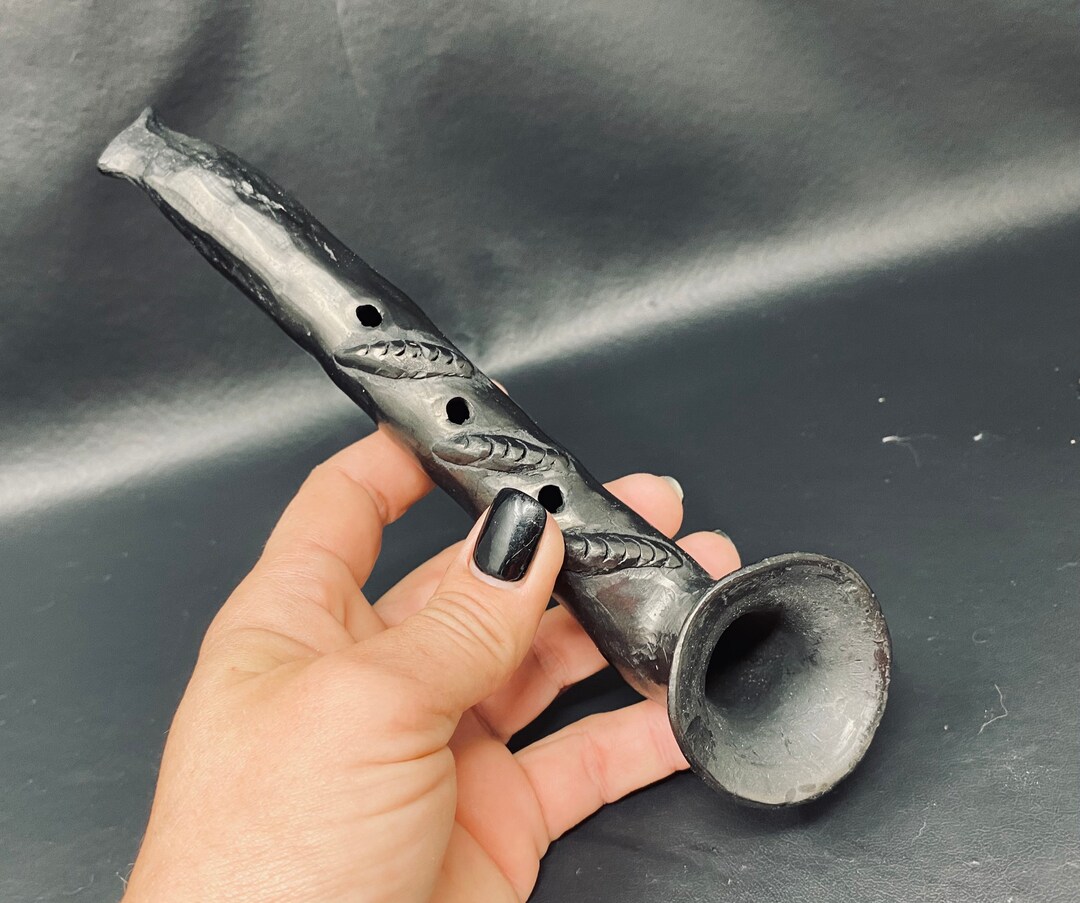 Oaxaca Black Pottery Mexico Pipe Flute Vintage 1980sblack - Etsy
