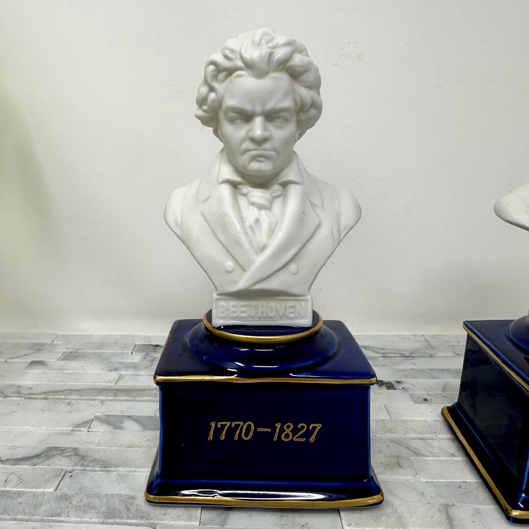 Schmid Classical Bust Music Box, Vintage Mozart Beethoven Bust Cobalt ...