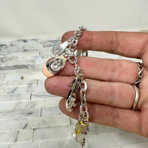 Rossi Moda Silver Tone Enamel Shoe Charm Bracelet 8 Charms 7 1/4 ...