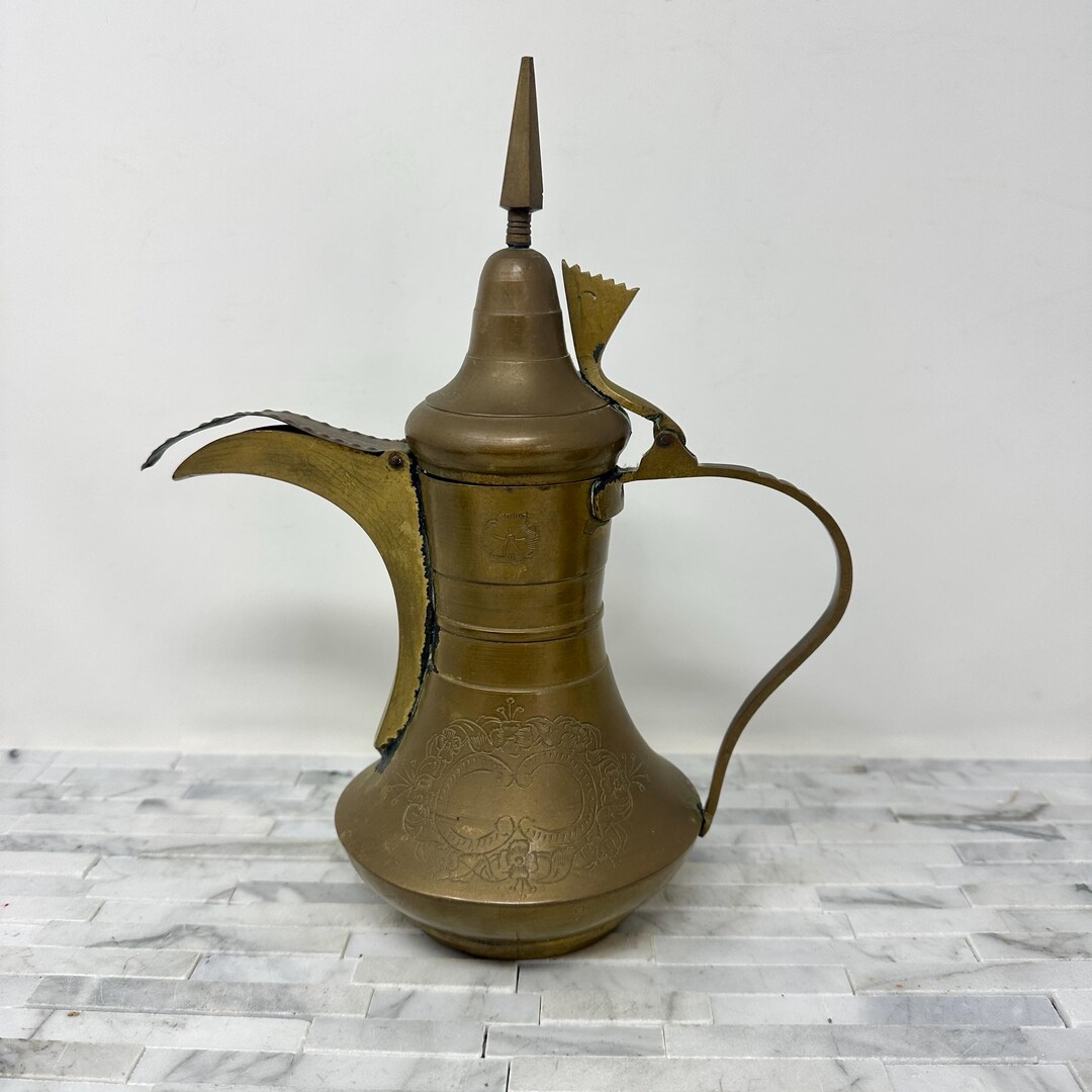 Brass Arabic Dallah Arabic Coffee Pot, Qahwa Khaleeji, Signed Vintage ...