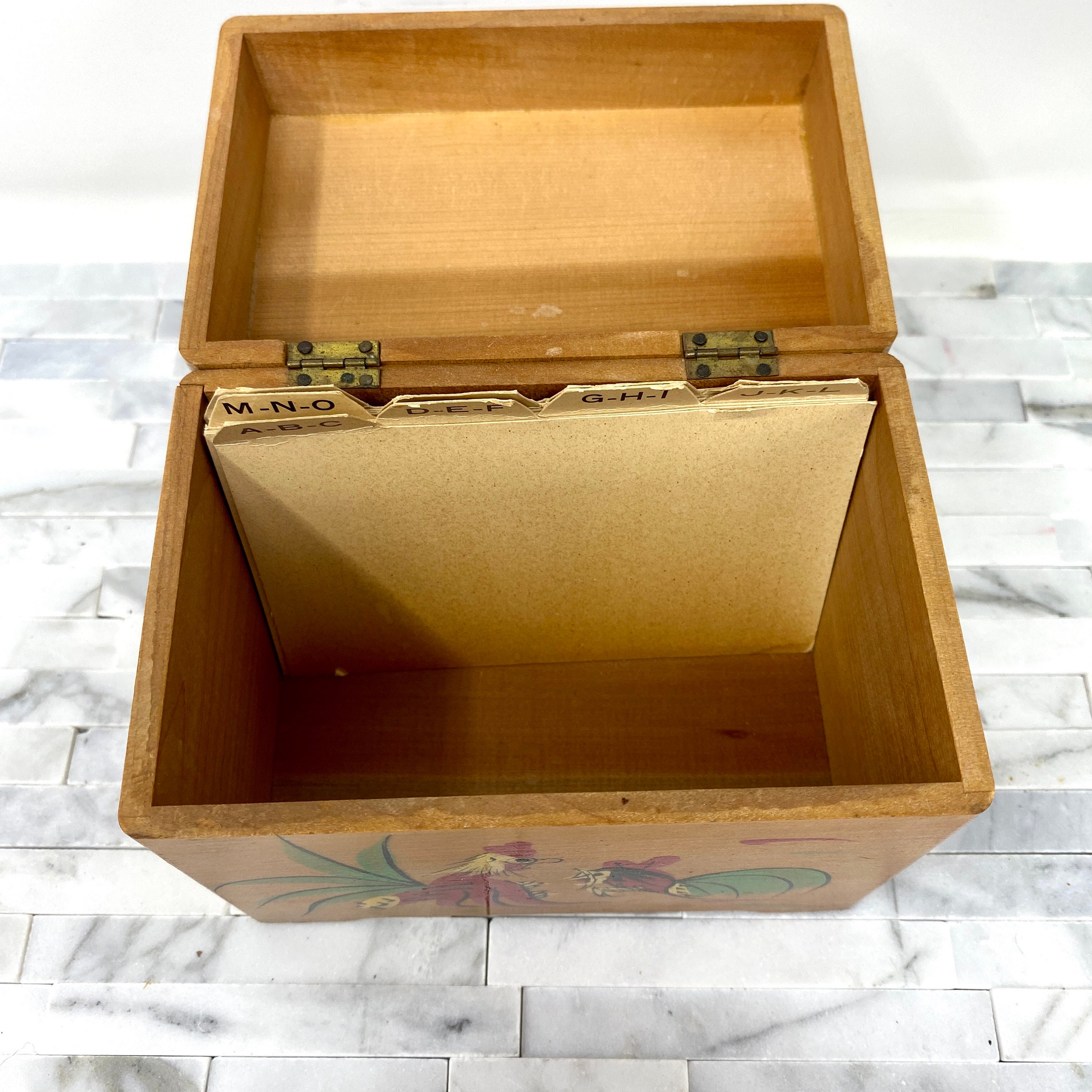 Ucagco Rooster Recipe Box Vintage 1950s 1960s Wood Kitchen - Etsy