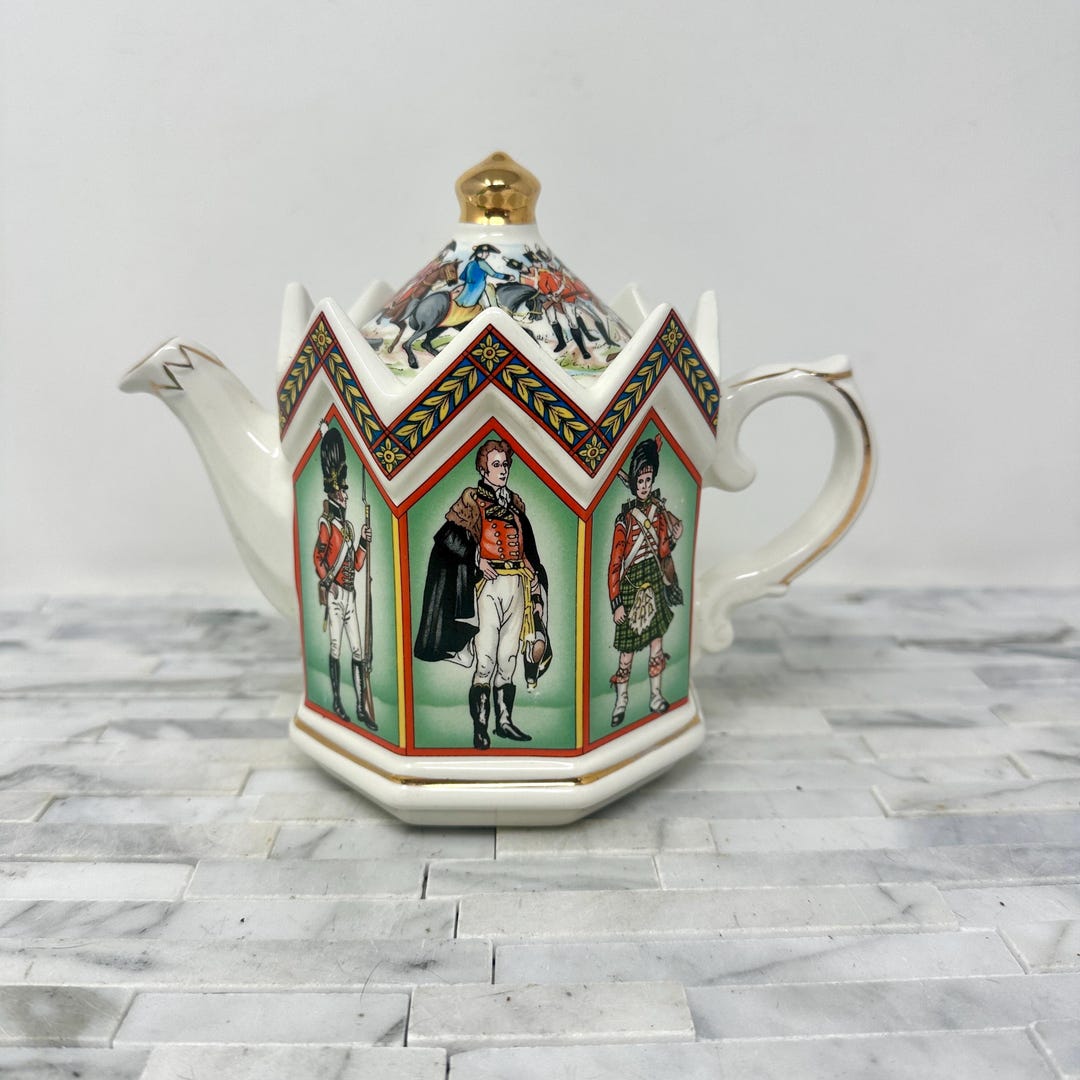 English China James Sadler Historical Series Waterloo Teapot 4441 ...