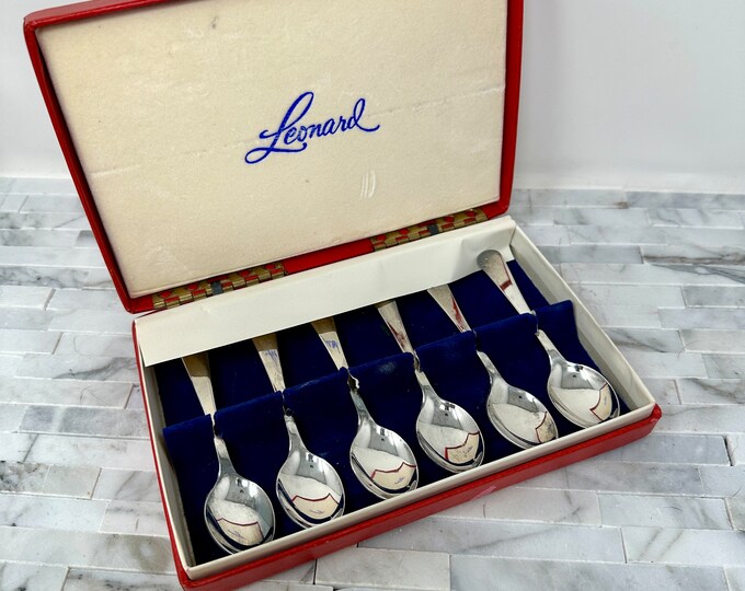 Leonard Sheffield England Silver Plate Demitasse Spoons Boxed Set 6 ...