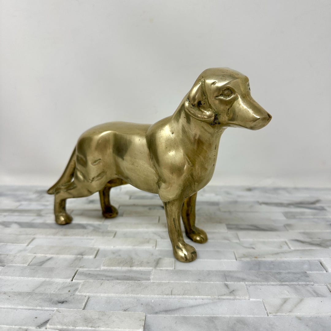 Brass Labrador Dog Figurine 7 1/2", Vintage Sold Brass Standing Canine ...