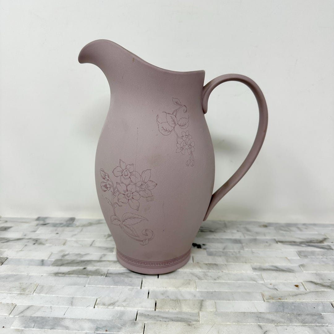 Wedgwood Lilac Jasperware Pitcher, Vintage Light Lavender Wine Floral ...