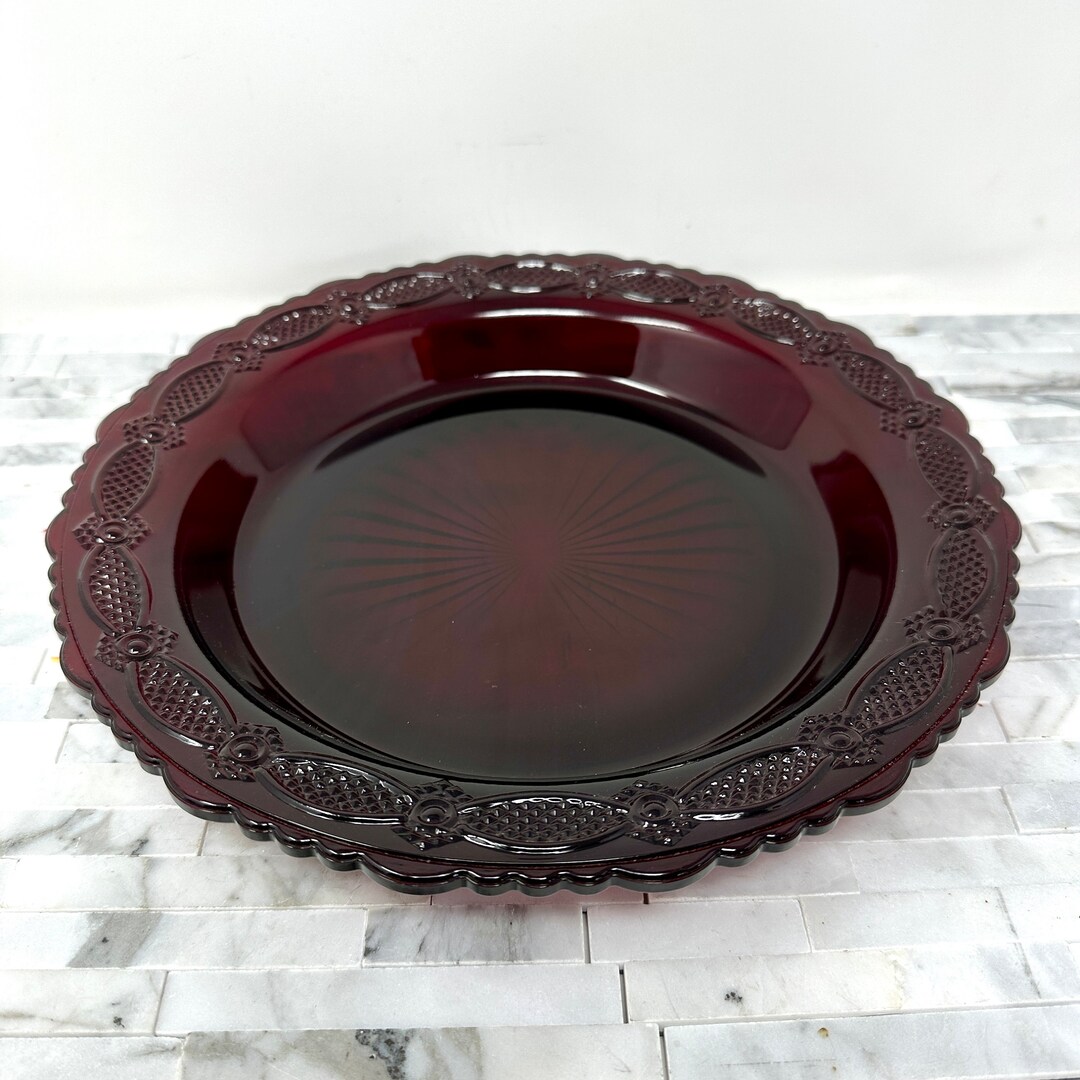 Avon Cape Cod Ruby Red Glass Pie Plate, Vintage 1970s 10 5/8" Round ...